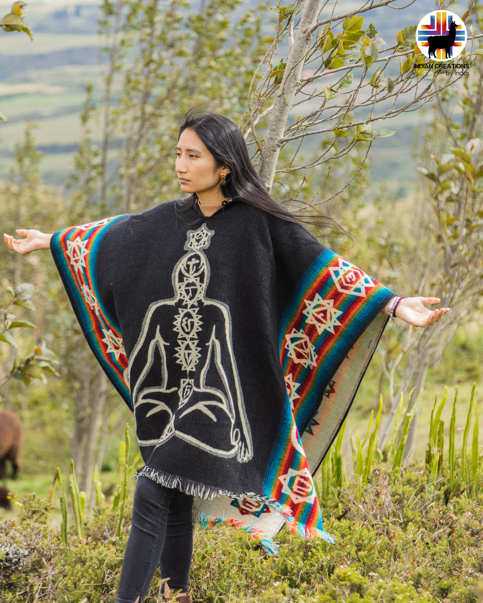 Black Kundalini Alpaca Poncho – Indian Creations Corp