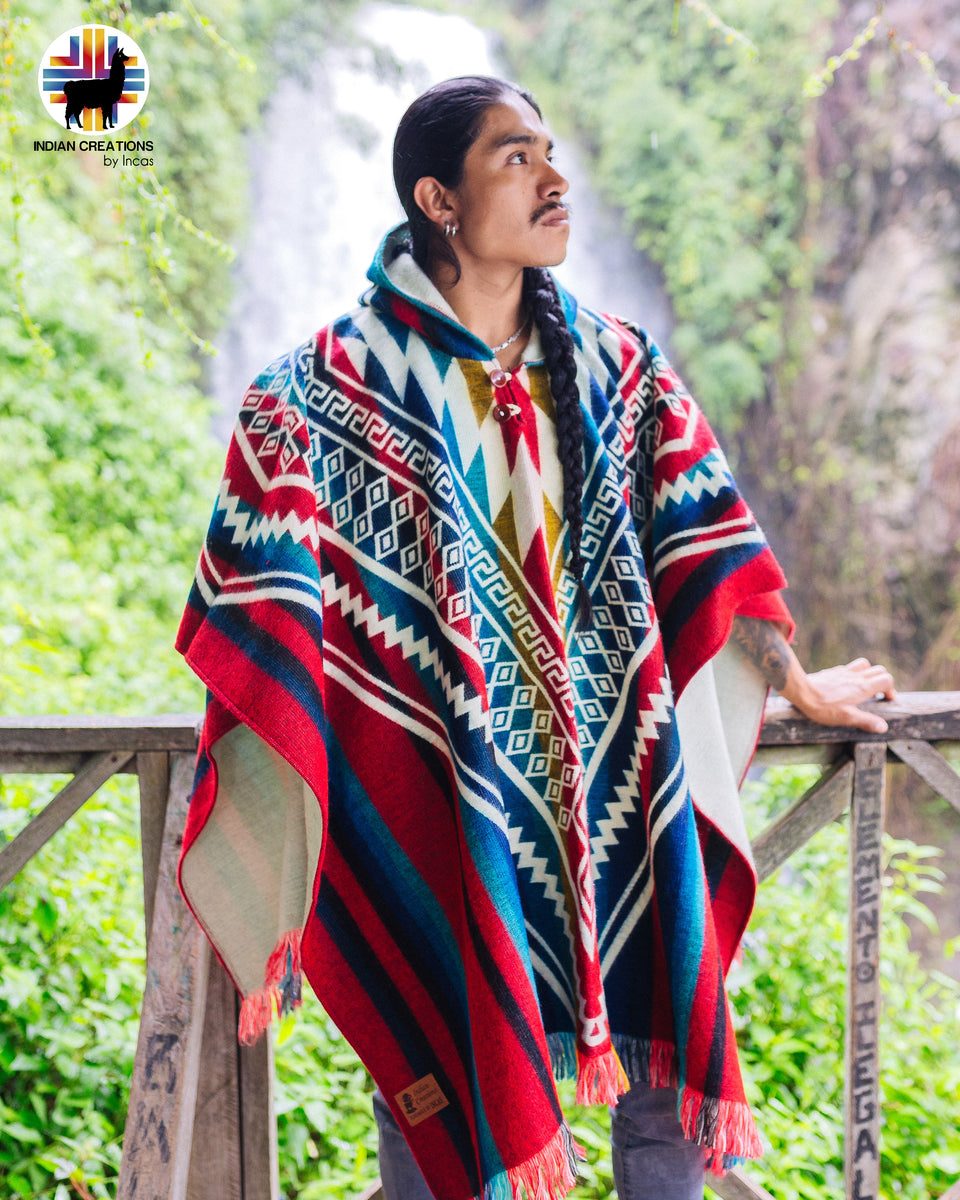 Red Rainbow Alpaca Poncho – Indian Creations Corp