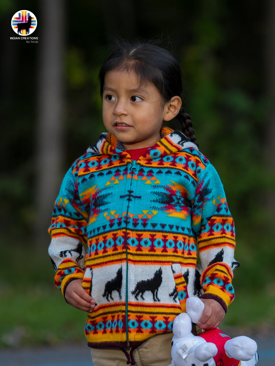 Light Wolves Handmade Native Alpaca Toddlers/Kids Jacket – Indian ...