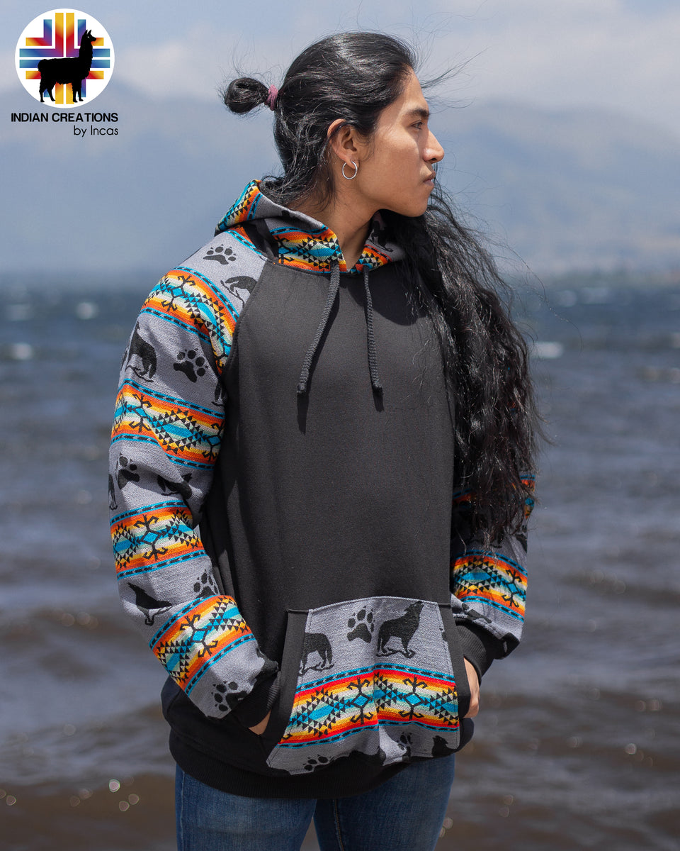 Gray Wolf Indigenous Hoodie. Handcrafted by Indigenous Hands. Super So ...